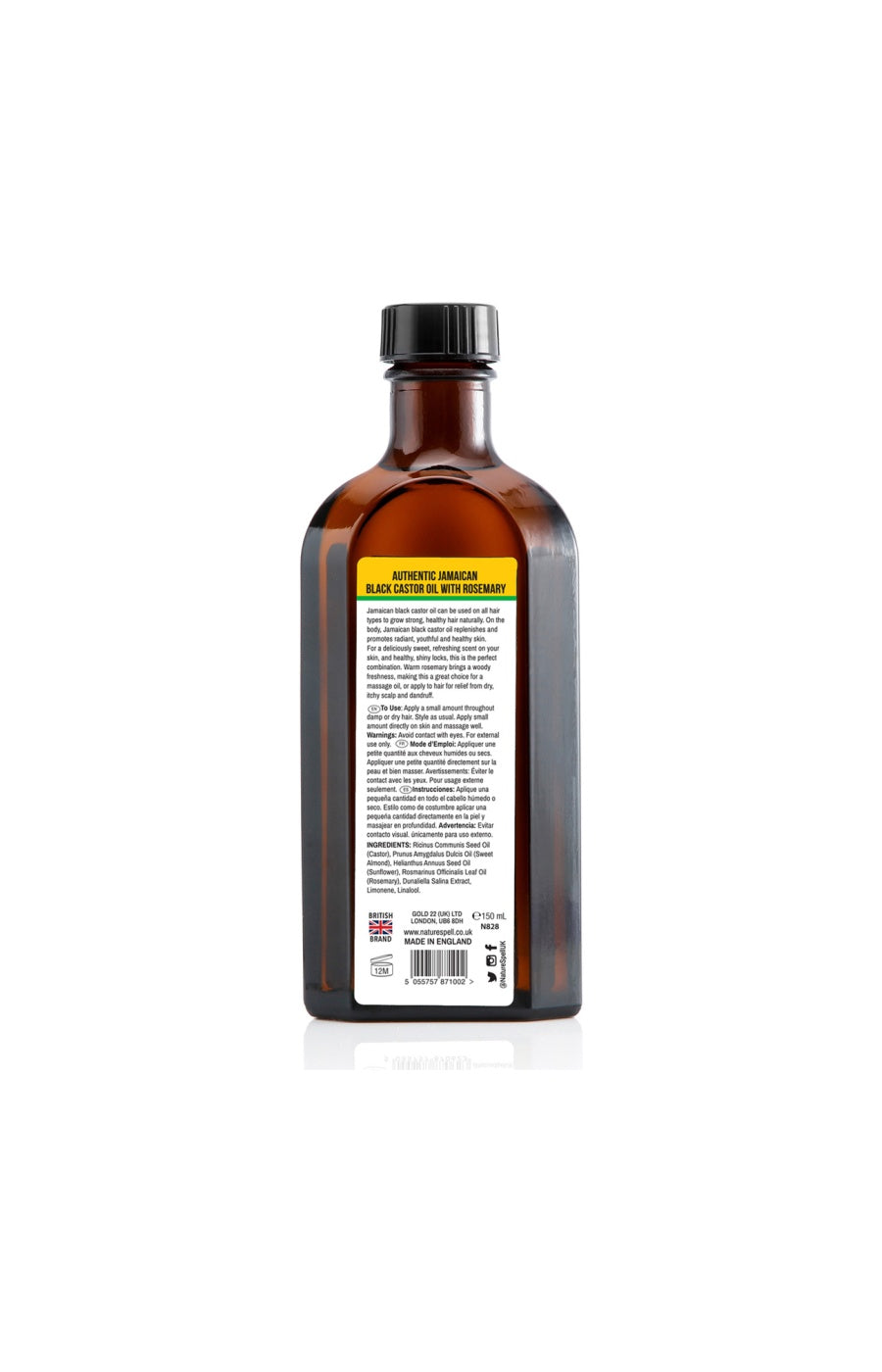 Huile ricin noir jamaïcain & romarin - Corps & cheveux - 150 ml ...